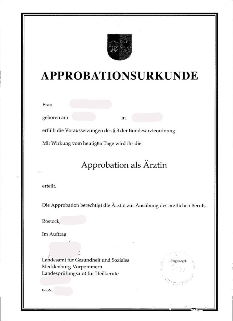 Approbation Mecklenburg-Vorpommern (DE-EN) - Musterübersetzungen von ...
