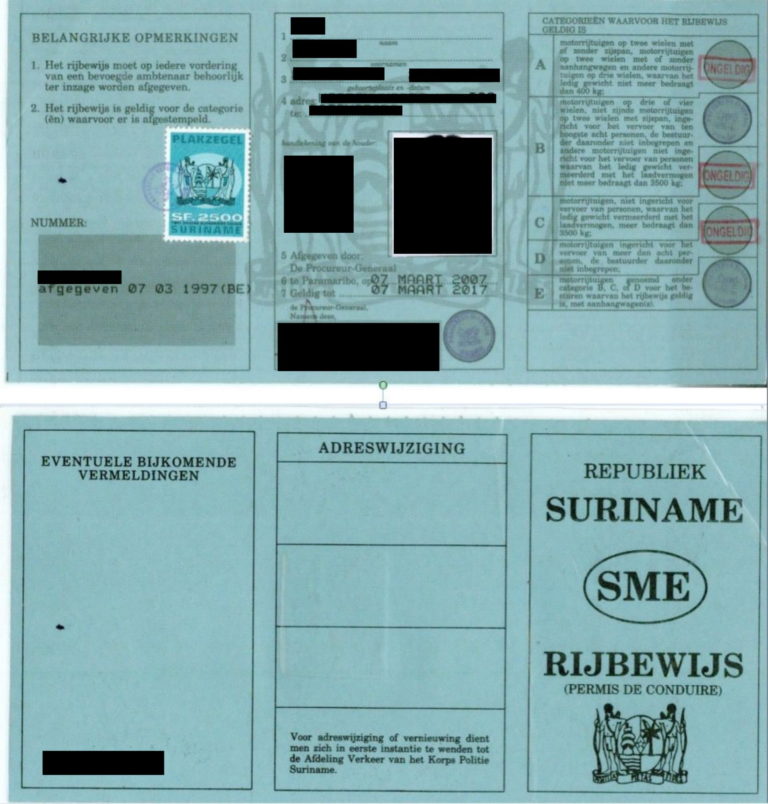 Rijbewijs Suriname - Musterübersetzungen von Urkunden