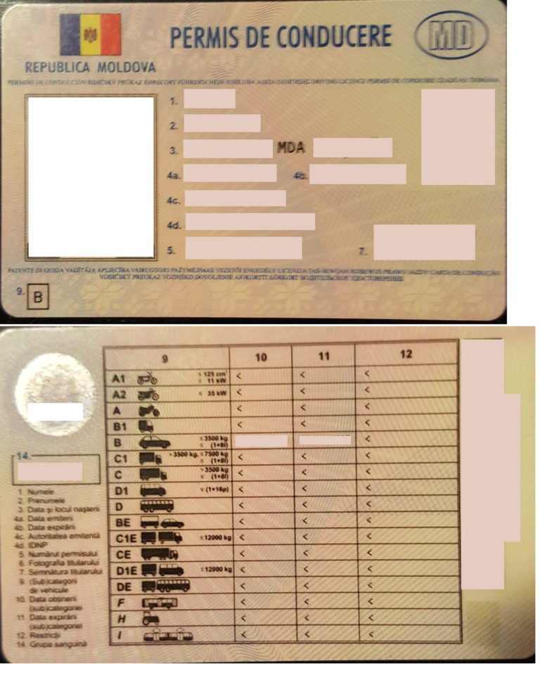 Permis de conducere Moldova 2013 - Musterübersetzungen von Urkunden