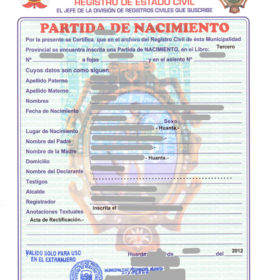 Acta de nacimiento - Lima - Peru - Musterübersetzungen von Urkunden