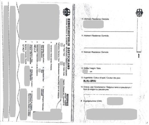 Deutscher Reisepass (2020) - Musterübersetzungen von Urkunden
