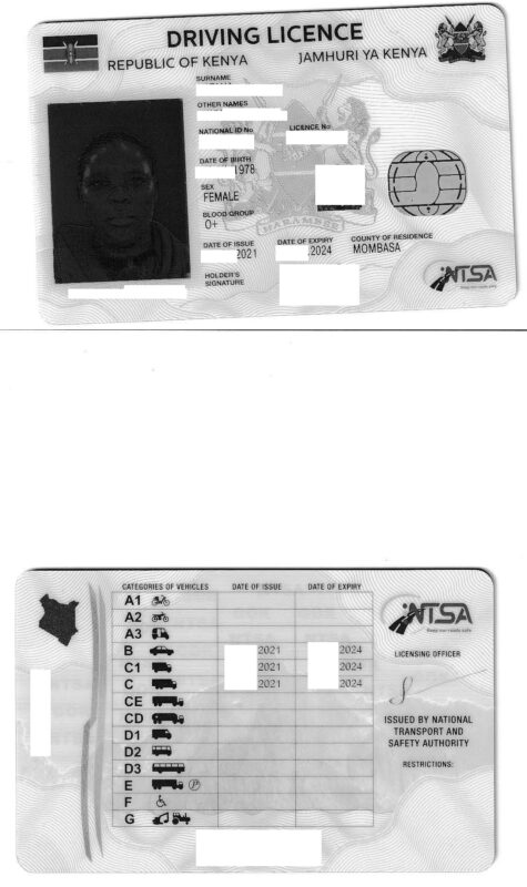 Driving Licence, 2021, Kenia - Musterübersetzungen von Urkunden